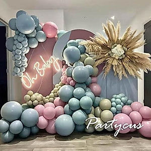 Dusty Blue Balloon Garland Arch Kit - Double Stuffed Slate Blue Balloons Different Sizes for Baby Shower Gender Reveal Wedding Birthday Party Decoration