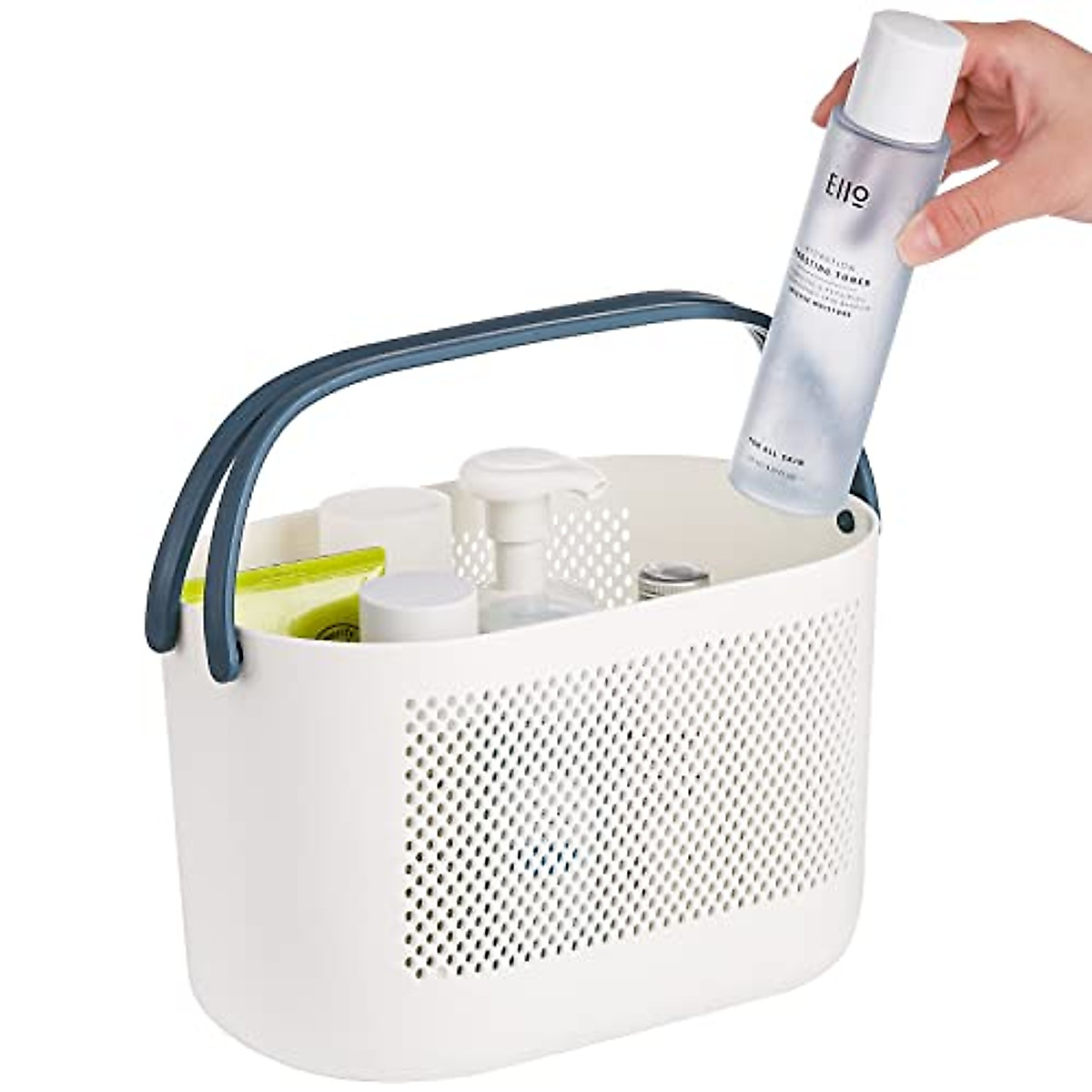 AVLA 4 Pack Portable Shower Caddy Basket, Plastic Storage Baskets with Handles, Drainage Toiletry Organizer Bin, Dorm Shower Tote Bag for Bathroom, Kitchen, Closet, Bedroom, College, Gym, Camp