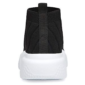 Santiro Men's Running Shoes Breathable Knit Slip On Sneakers Lightweight Athletic Shoes Casual Sports Shoes Black 8 US