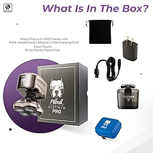Skull Shaver Pitbull Platinum Pro:Head Shaver for Men - Bald Head Shavers with Wet/Dry Technology, Ergonomic Design, Travel Lock, and Accessories. Perfect Grooming Kit.