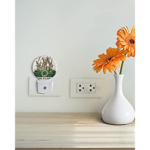 Night Light Plug into Wall, LED Nightlights Easter Green Truck Pull Rabbits Eucalyptus Leaves Wreath Small Nightlight Auto Dusk-to-Dawn Sensor Lamp LED Night Lights for Kid's Bedroom, Bathroom