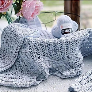 1 Skein YarnArt Elegance Sparkly Yarn, Cotton Metallic, 50 g (1.76 oz), 130 m (142 yd), Yarn Weight 2 : Fine-Sport, Sax Blue - 106