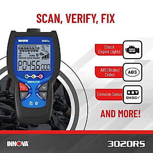 INNOVA 3020RS Fast & Easy-to-Use Check Engine Code Reader, OBD2 Scan tool for ABS Clear with Fix & Part Recommendations, Maintenance Schedules, & Free TSBs on iPhone & Android