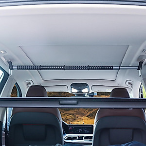 Owl Focus Adjustable Car Clothes Hanger Bar, Telescopic Clothes Rod for Car with Stainless Steel Hook, Protable Extensile Car Clothes Rack for Travel, Suitable for SUV,RV,Truck,Road Travelers,Jeep