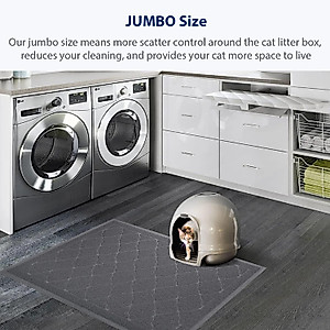WePet Cat Litter Box Mat, Kitty Premium PVC Pad, Durable Trapping Rug, Phthalate Free, Urine-Resistant, Scatter Control, XXL 47 x 36 Inch, Grey