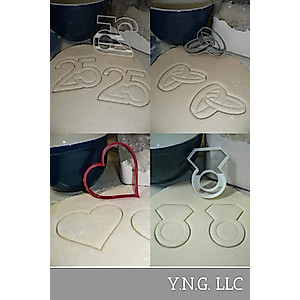 25TH 25 YEAR WEDDING MARRIAGE SILVER ANNIVERSARY LOVE SET OF 4 COOKIE CUTTERS MADE IN USA PR1330