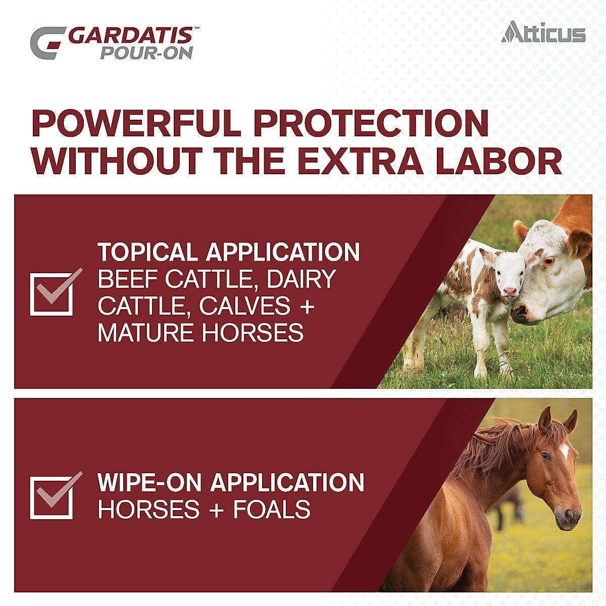 Gardatis Pour-On Insecticide with IGR (1/2 Gal) by Atticus - Control Lice, Flies, and Ticks on Cattle and Horses - Compare to Clean-Up II - Permethrin 5.0% and Diflubenzuron 3.0%