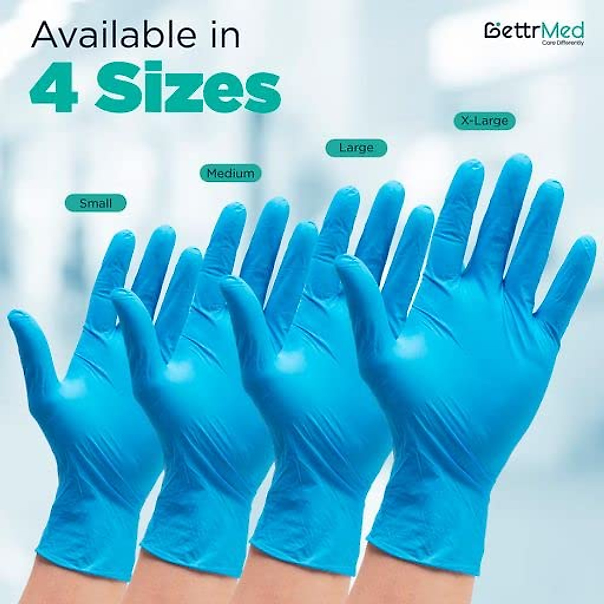 Bettrmed Blue Nitrile Gloves, Disposable Latex Free - Small (Pack of 1000) Medical Surgical Exam Dental - Strong Rubber, Powder Free, with Long Cuffs - Guantes Desechables