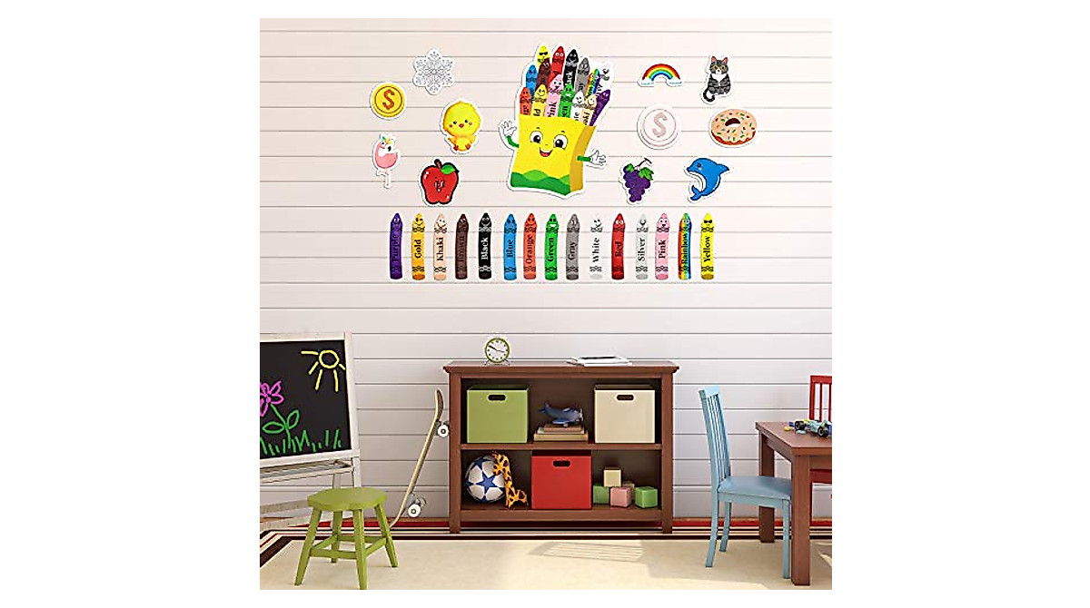 Colorful Crayons Bulletin Board Set for Preschool Learning