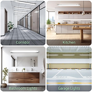 Airand 5000K Plug in Ceiling Light, 4FT Linkable LED Shop Light with ON/Off Switch, 36W 3600LM Garage Light Fixture, IP66 Waterproofing Tube Light for Bathroom, Workshop, Office, Basement