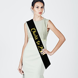 Cheers to 25 Sash, Black Gold It's My 25th Birthday Sash for Women and Men,Happy 25th Birthday Gifts Party Supplies