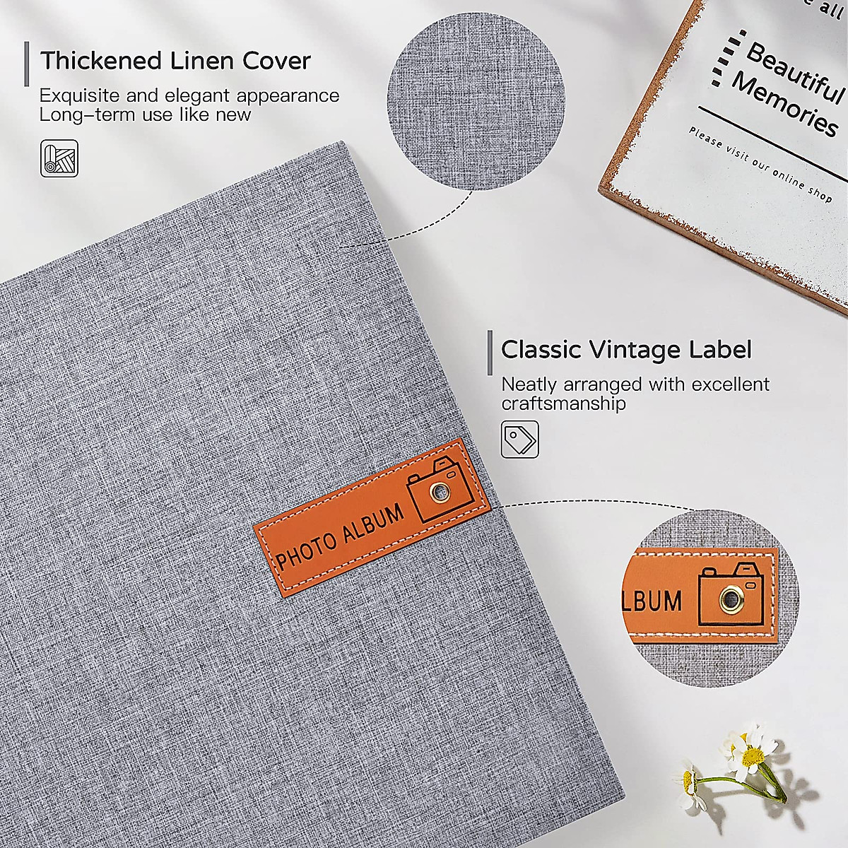 Popotop Large Photo Album Self Adhesive 4×6 5×7 8×10 inch Pictures DIY Scrapbook Magnetic Album 40 Pages for Family Wedding Gifts with Metal Pen and Plastic Board