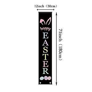 GAGEC Happy Easter Banner He is Risen Religious Cross Christian Bunny Egg 2 Pieces Door Banner Decoration Home Outdoor Indoor Porch Sign Holiday Decor 71 x 12 Inch