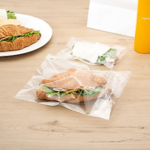 Restaurantware Bag Tek 10 x 8 Inch Treat Bags 100 Microwave-Safe Cookie Bags - Lip And Tape Design Heat-Resistant Clear Plastic Resealable Bakery Bags Grease-Resistant For Candy Nuts And Party Favors