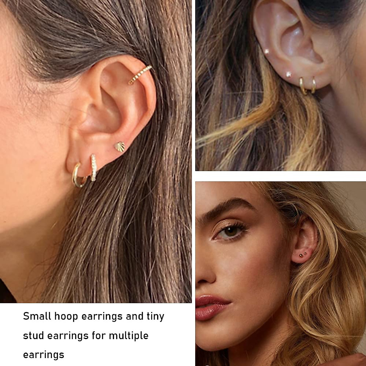 Jstyle 18 Pairs 20G Stainless Steel Tiny Stud Earrings For Womens Hoops Earrings Set Tragus Cartilage Piercing Jewelry