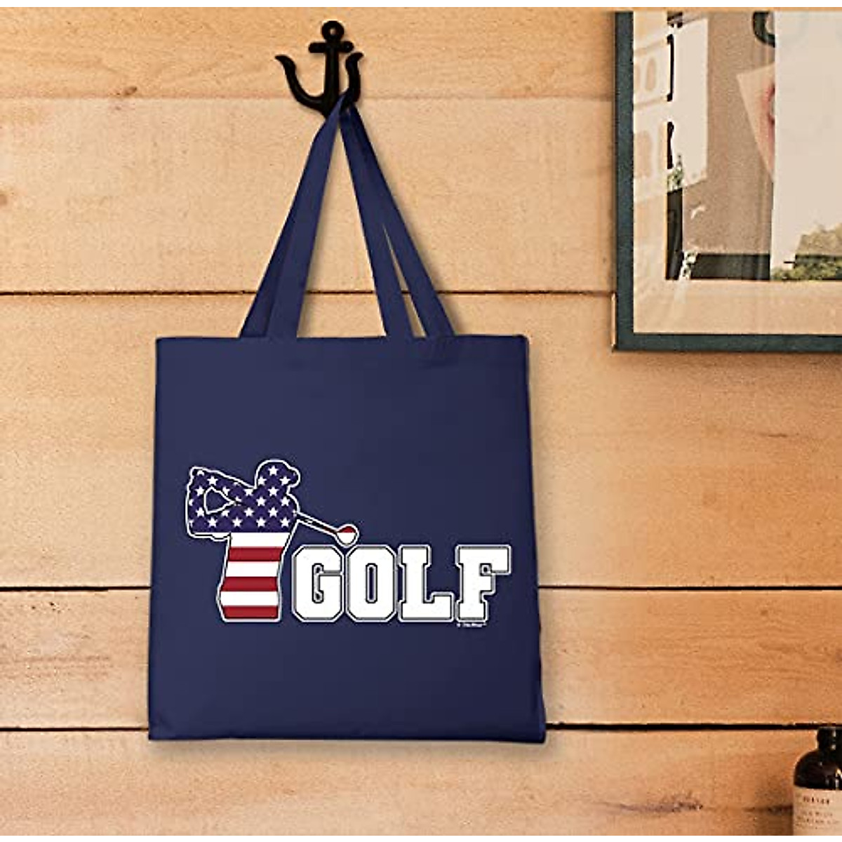 American Pride Summer Games Gifts USA Sports Golf Lightweight Navy Canvas Tote Bag