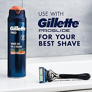 Gillette PRO Shaving Gel For Men Cools To Soothe Skin And Hydrates Facial Hair, TWIN PACK - Total 14oz, ProGlide Sensitive 2 in 1 Shave Gel