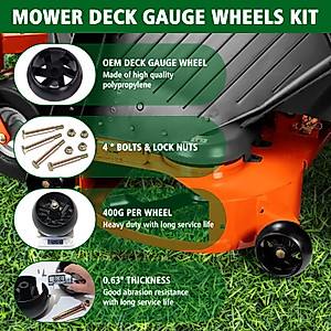 CheeMuii 4 Pack Deck Gauge Wheels Kit Fit for Most 42" 46'' 48'' 50" 52'' and 54" Decks Replace for Husqvarna 532174873 589527301 for Cub Cadet 753-04856A for MTD 133957 174873 734-03058, etc