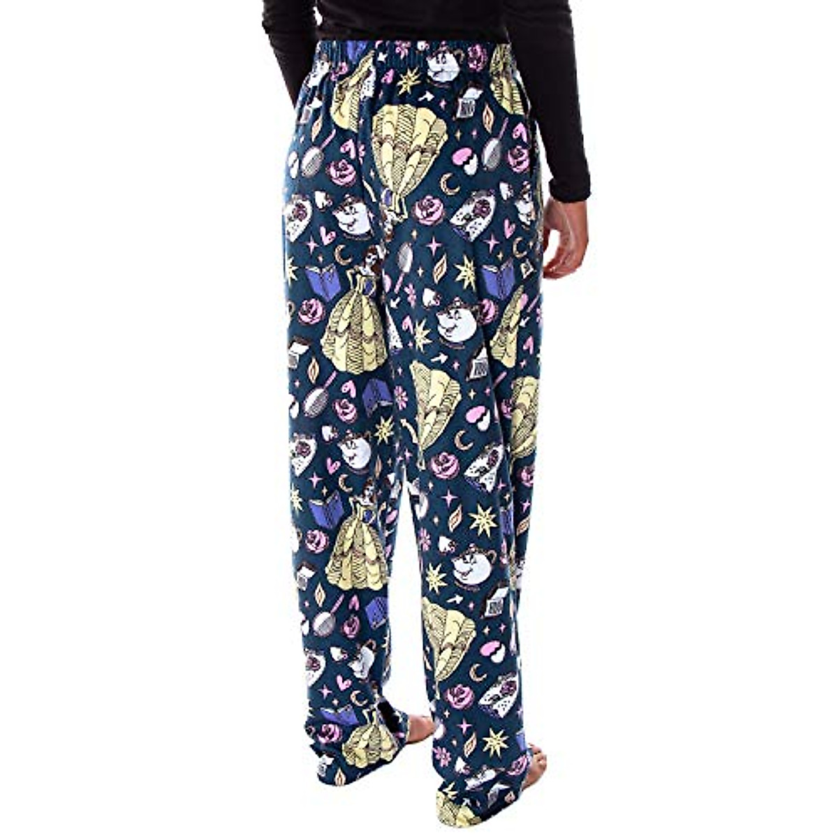 Disney Princess Women's Beauty and The Beast Allover Design Smooth Touch Fleece Sleep Bottoms Lounge Pajama Pants (2X-Large)