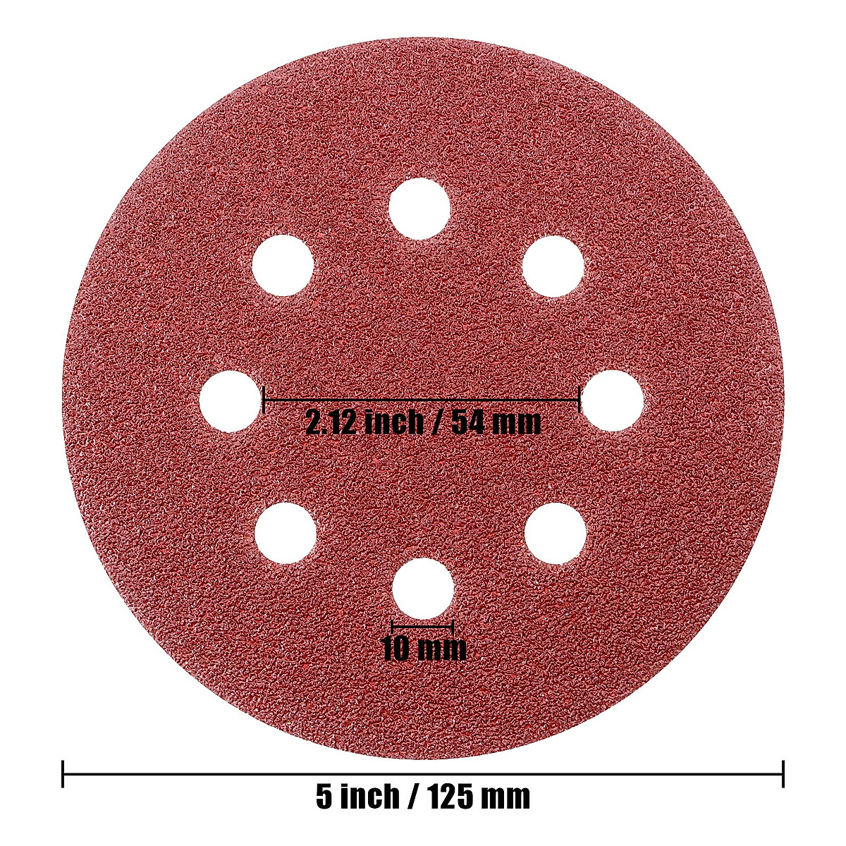 100 PCS 5 Inch Sanding Disc 40 Grit, 8 Hole Sandpaper Hook and Loop Sanding Pads Round Orbital Sandpaper for Random Orbital Sander