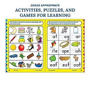Carson Dellosa First Grade Skills Workbook―Grade 1 Reading, Addition, Subtraction, Graphing, Measuring, Phonics, Writing Skills Practice With Stickers (64 pgs) (Home Workbooks)