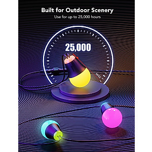 Govee Outdoor String Lights H1, 50ft RGBIC Outdoor Lights with 15 Dimmable Warm White LED Bulbs, Smart Outdoor Lights with 60 Scene Mode, IP65 Waterproof, Work with Alexa for Party, Daily Lighting