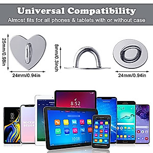 12 Pcs Phone Charm Hook Phone Charms Adhesive Metal Phone Finger Grip Cell Phone Finger Ring Loop Stand for DIY Hanging Round and Heart Phone Holder Cute Phone Keychain Accessories Gold Silver Black