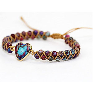 ZOSOJONA Women Handmade Boho Wrap Bracelets Natural Stone Variety Beaded Strand Bracelet