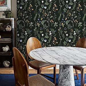 Cismmy Floral Removable Peel-and-Stick Wallpaper - Vintage Boho Design for Bedrooms, Bathrooms, Cabinets - Renter-Friendly, Easy Install, 118" x 17.7"