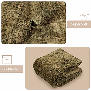 RELEANY Area Rug 8x10 Washable Rugs Vintage Farmhouse Neutral Rug for Living Room Bedroom Dining Room Entryway, Low Pile Non-Shedding Easy Clean Area Rug, Yellow Green