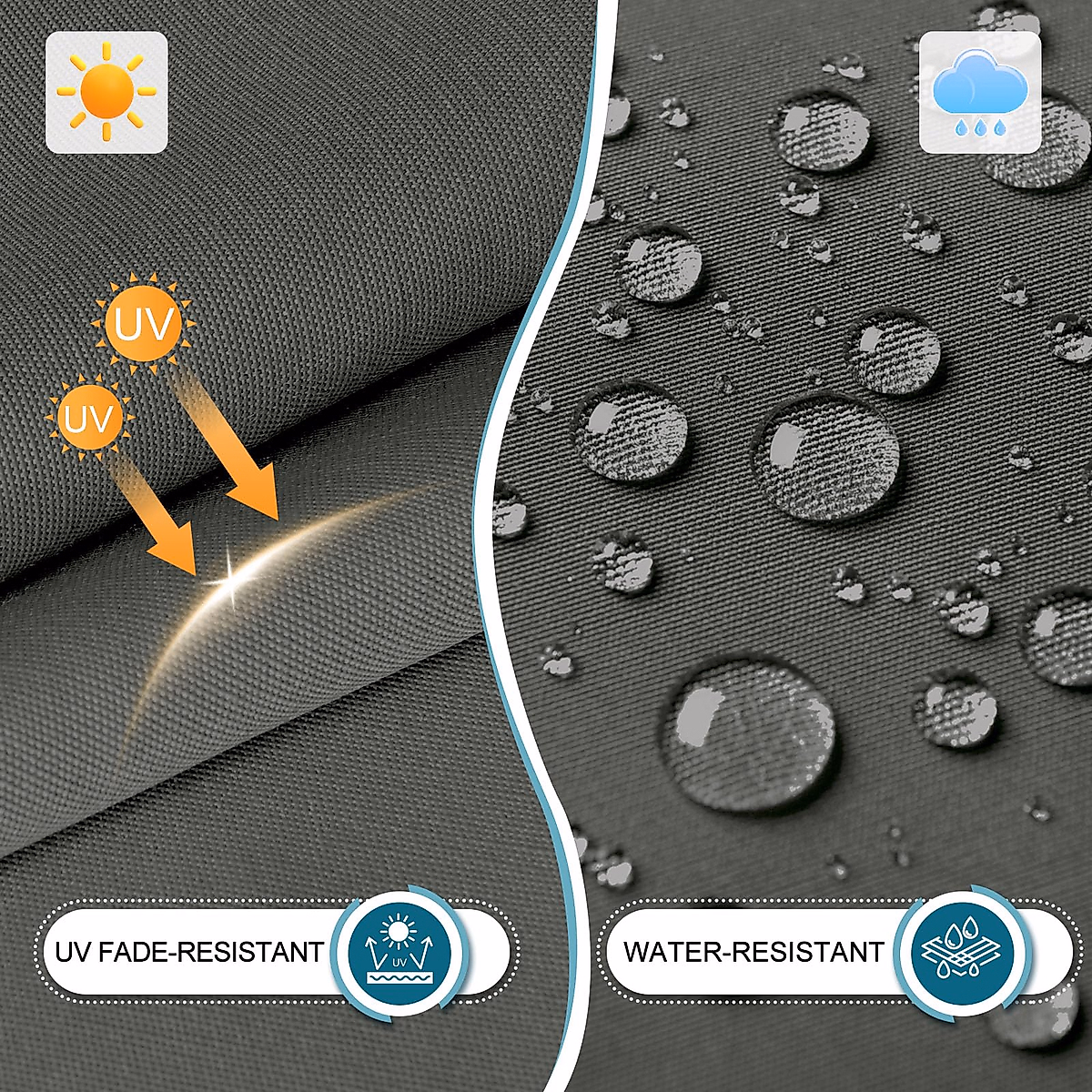 Basic Beyond Outdoor Chair Cushions Set of 4, Square Corner Outdoor Cushions for Patio Furniture, Water Resistant Patio Chair Cushions with 2 Ties, 18.5x16x3, Charcoal Grey