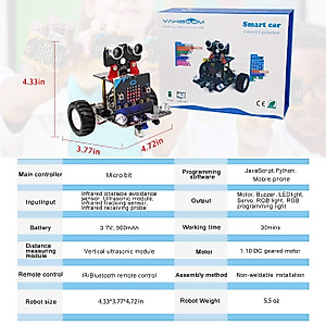 Yahboom Microbit V2 Coding Smart Robotics Toys DIY STEM Science Education RC Car Kit for Kids 10+ Compatible with BBC Micro bit Classroom Teaching Props Preferred