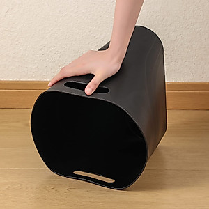 rejomiik Small Trash Can, 3.5 Gallon Slim Garbage Can Plastic Waste Basket with Handles Container Bin for Narrow Spaces Bathroom, Bedroom, Kitchen, Office at Home, Black