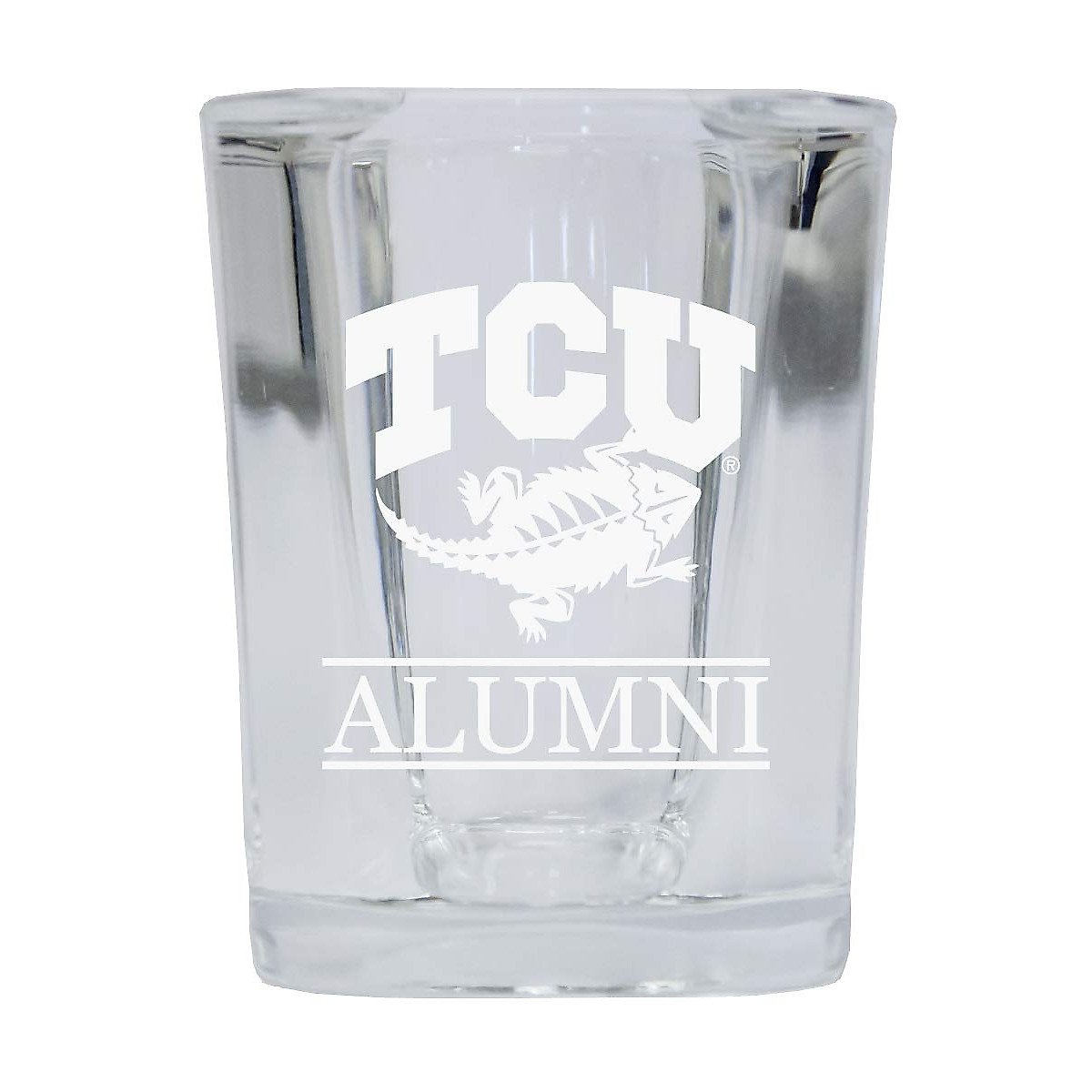 TCU Horned Frogs 2 Ounce Square Shot Glass laser etched logo Design Officially Licensed Collegiate Product