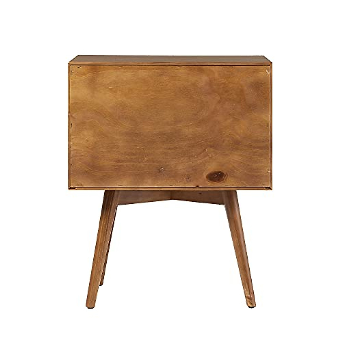 Walker Edison Mid Century Modern Wood Nightstand Side Table Bedroom Storage Drawer and Shelf Bedside End Table, 1 Drawer, Caramel