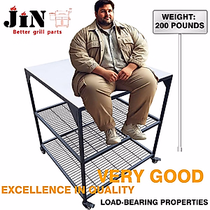 JIN BETTER GRILL PARTS Three-Tier Stainless Steel Pizza Oven Cart, Movable Work Table for Ooni, Blackstone, Cuisinart (31.5" D x 31.5" W x 35.4" H)