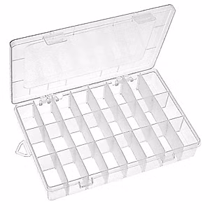 wankausonline 2 Pack Clear Dividers Box 24 Grids Adjustable Plastic Jewelry Organizer and Storage Container for DIY Art Clear Craft Box