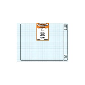 Clearprint 24" x 36" 1000H Design Vellum Sheets with Architect Title Block and Printed Fade-Out 8x8 Grid, 16 lb., 100% Cotton, 10 Sheets Per Pack, 1 Each