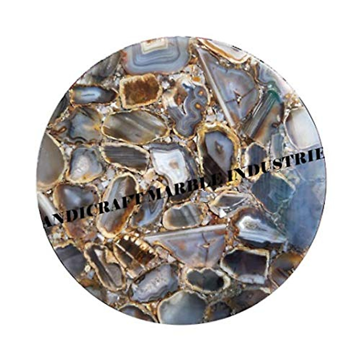 27" Agate Table, Round Coffee Table, Blue Grey Mix Agate Table Top, Agate Coffee Table, Agate Side Table, Round Table, Stone Table. Grey Agate Geode Table