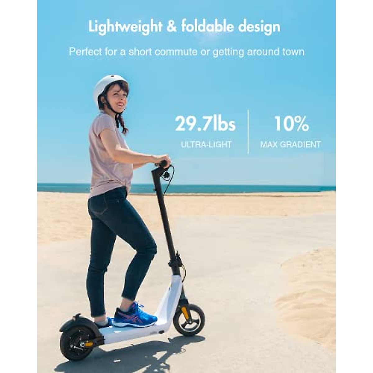 OKAI ES50B Electric Scooter - 12.4 Miles Range & 15.5 MPH - Lightweight and Foldable E Kick Scooter for Kids, Teens & Adults(Pink)