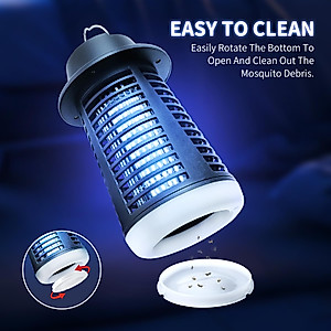 Swift Catch Bug Zapper Outdoor, Portable Mosquito Zapper 2 in 1 with LED Night Light,Waterproof Insect Zapper Electric Fly Trap,4000V Effective Mosquito Killer Ideal for Backyard,Patio,Camping,Fishing