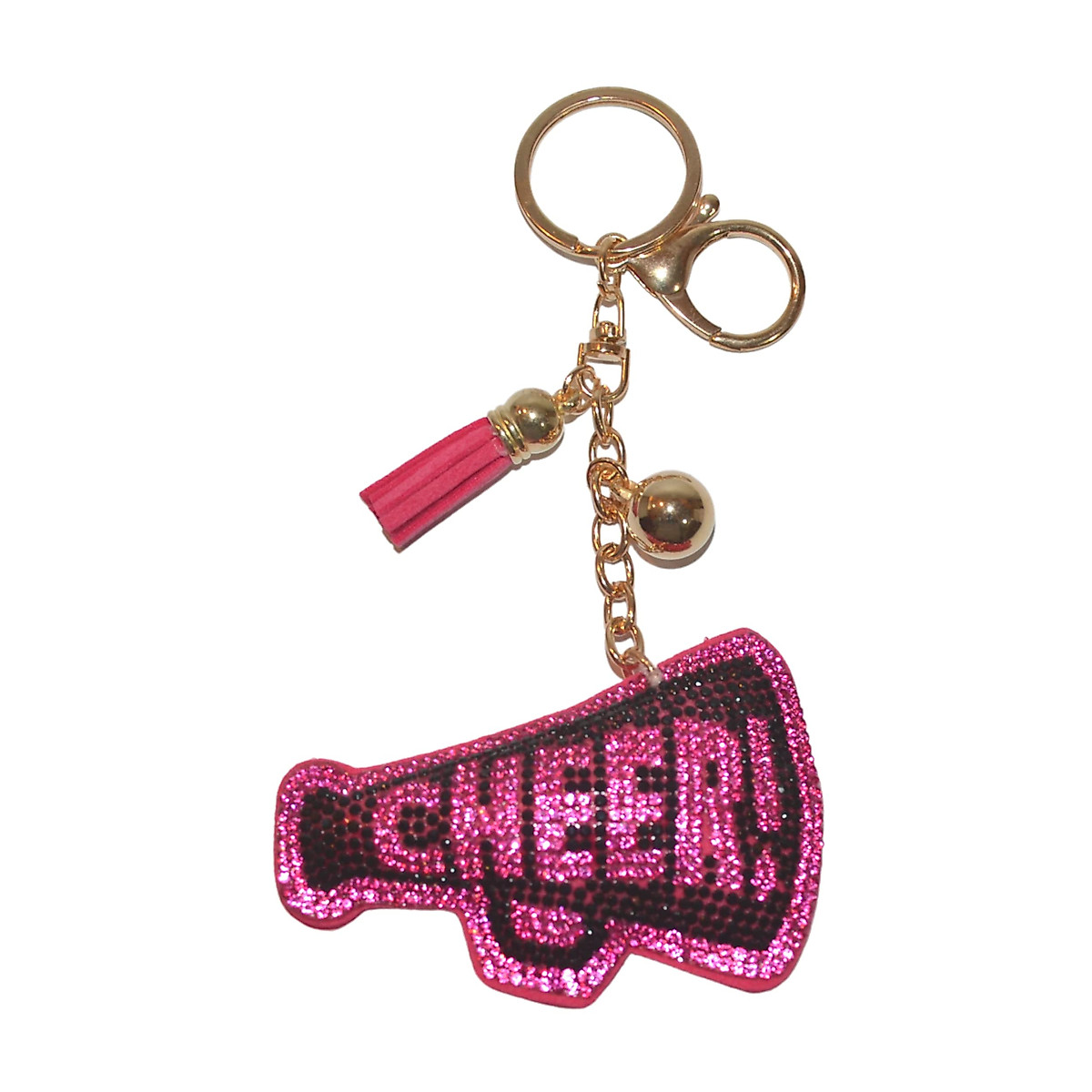 Hot Pink Cheer Keychains for Girls,Bling Cheerleader Backpack Keychain, Cheerleading Bag Charm
