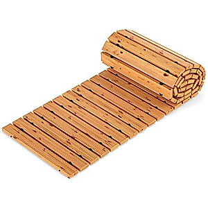 Zyppio Roll-Out Garden Pathway, 8’ Long, Straight, Weather-Resistant Walkway for Outdoor Patios, Gardens, Beach Boardwalks, and Wedding Party Events, Natural Cedar Hardwood