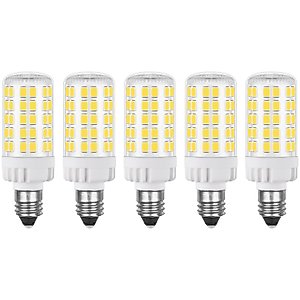 Maelsrlg E11 LED Bulb Dimmable, 50W Equivalent, Daylight 6000K, T4 Mini Candelabra LED Bulb, E11 Base, 5W 580 Lumen, 5-Pack