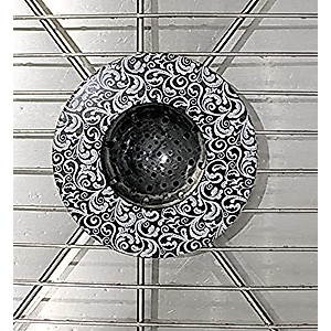 Dependable Industries 2 Pack 5.25" Diameter Decorative Designer Pattern Kitchen Sink Strainer Durable (Black Paisley)