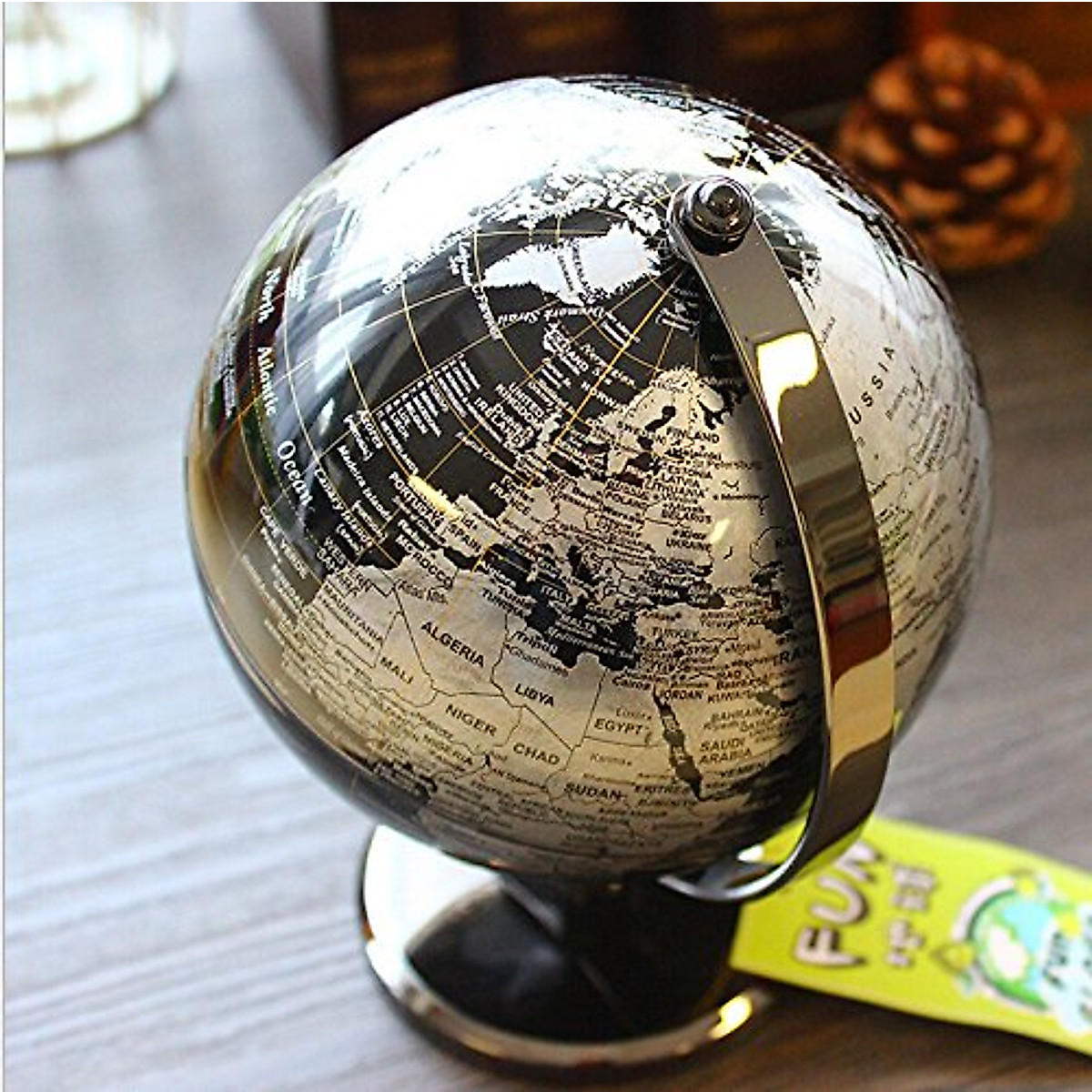 5 Inch Vintage Black Globe - Elegant Desktop Decor