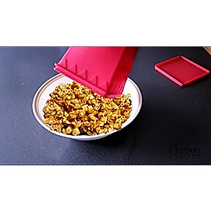 Microwave Popcorn Popper | Replaces Microwave Popcorn Bags | Healthy Air Popped Popcorn - No Oil Needed | BPA Free Premium European Grade Silicone Popcorn Maker by Cestari Kitchen (Red Makes 8 cups)