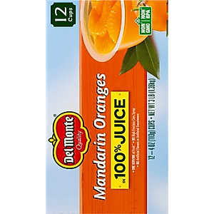 Del Monte Mandarin Orange in 100% Juice Snack Cups, 4-Ounce Cups (Pack of 12)