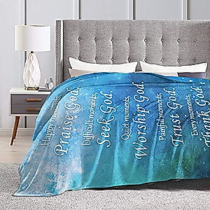 Religious Blanket Prayers Christian Gifts Soft Throw Blanket, Healing Throw Blanket with Inspirational Thoughts Bible Verse Blanket Perfect Caring Gift for Women & Men 60"x50"