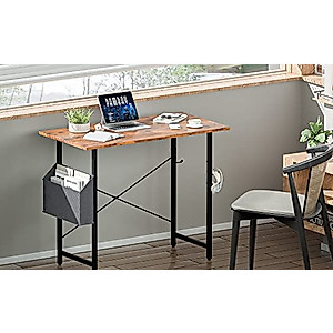 Pamray 32 Inch Computer Desk for Small Spaces with Storage Bag, Home Office Work Desk with Headphone Hook, Small Office Desk Study Writing Table